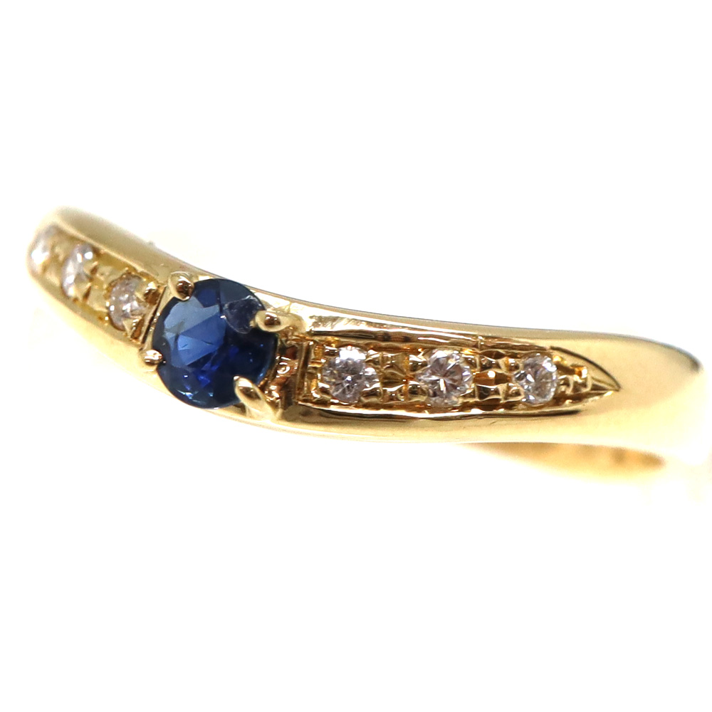 質屋かんてい局オンラインショップ / 18金 K18 ブルーサファイア0.12 D0.06ct リング 指輪 ゴールド ダイヤモンド 【中古】