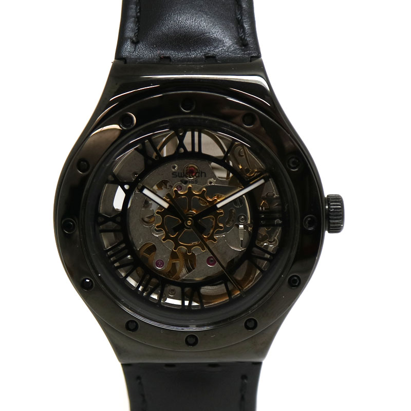 質屋かんてい局オンラインショップ / 茜部店 Swatch【スウォッチ】 オートマチック 腕時計 ステンレススチール レザーベルト 生活防水 ...