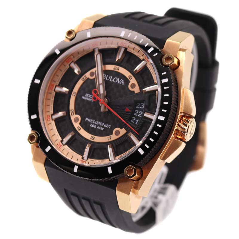 質屋かんてい局オンラインショップ / BULOVA【ブローバ】98B152 プレシジョニスト クオーツ ブラック ゴールド ラバー メンズ ...