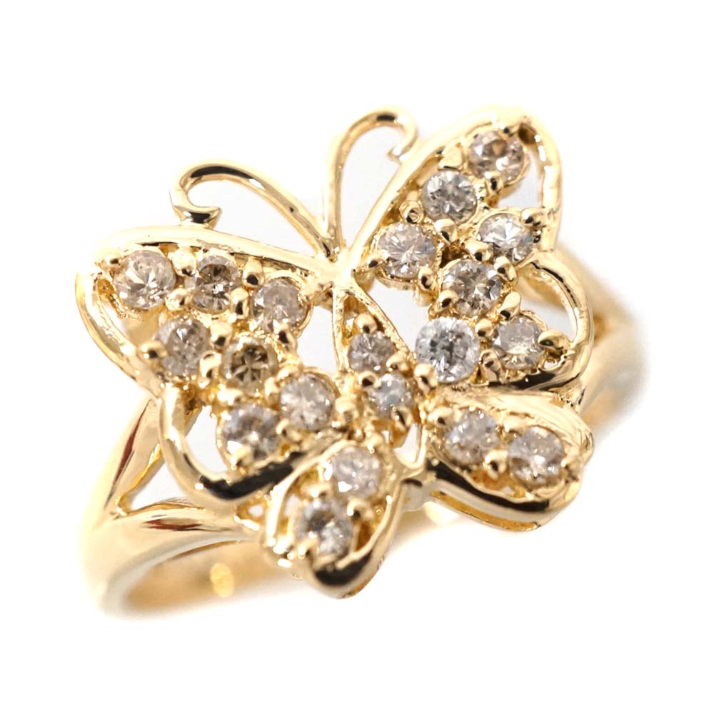 質屋かんてい局オンラインショップ / K18 ゴールド バタフライ D0.38ct ダイヤモンド リング 【中古】