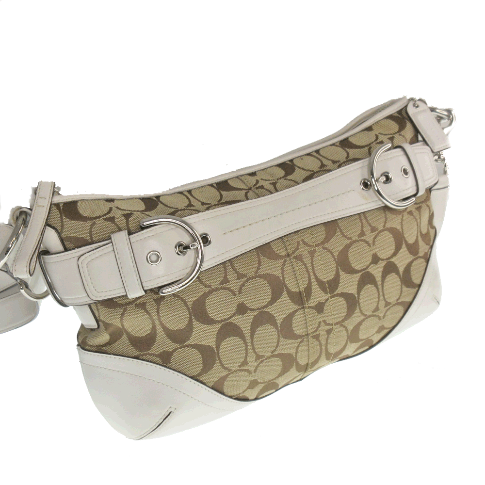 質屋かんてい局オンラインショップ / COACH【コーチ】7077 ショルダーバッグ キャンバス×レザー ベージュ 斜め掛け 肩掛け ブランド ...