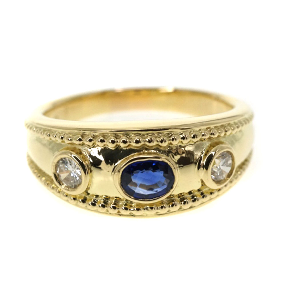 質屋かんてい局オンラインショップ / K18 サファイア付き リング ゴールド 18金 S0.20ct D0.19ct ダイヤモンド 約15号 約7.2g レディース アクセサリー ノー ...