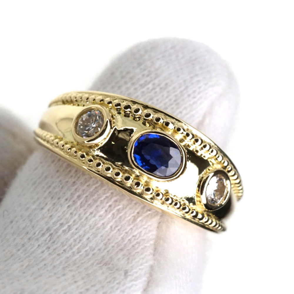 質屋かんてい局オンラインショップ / K18 サファイア付き リング ゴールド 18金 S0.20ct D0.19ct ダイヤモンド 約15号 約7.2g レディース アクセサリー ノー ...