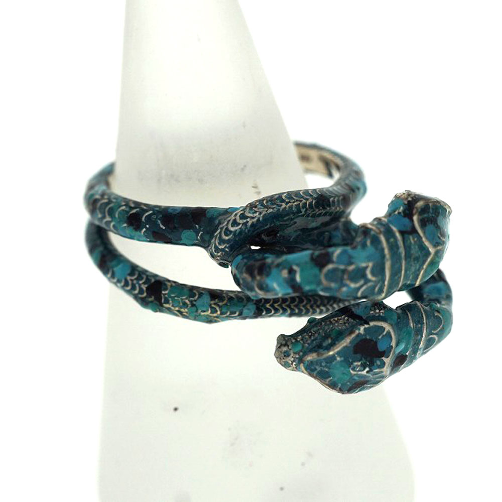 質屋かんてい局オンラインショップ / 【値下げ】GUCCI【グッチ】 525177 スネークリング 蛇 グリーン系 ブルー系 Ag925 ...