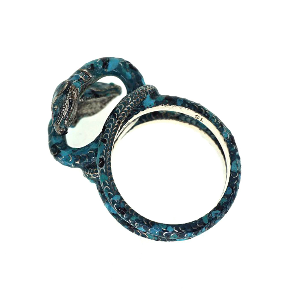 質屋かんてい局オンラインショップ / 【値下げ】GUCCI【グッチ】 525177 スネークリング 蛇 グリーン系 ブルー系 Ag925 ...