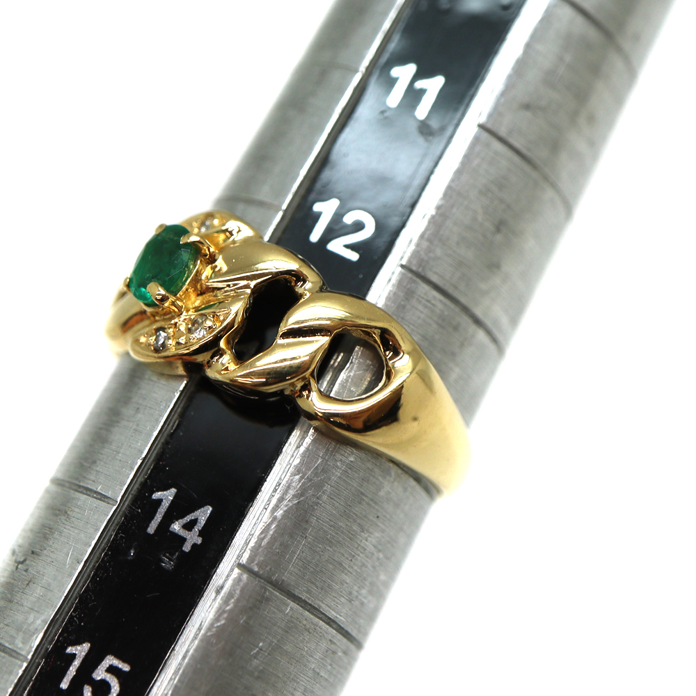 質屋かんてい局オンラインショップ / K18【18金イエローゴールド】 エメラルド0.19ct/ダイヤモンド0.02ct リング ジュエリー アクセサリー 3.2g 約12.5号 【中古 ...