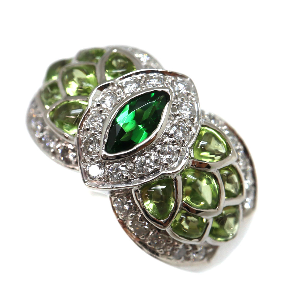 質屋かんてい局オンラインショップ / プラチナ900 Pt900 ペリドット1.28ct ガーネット0.29ct D0.50ct リング ...