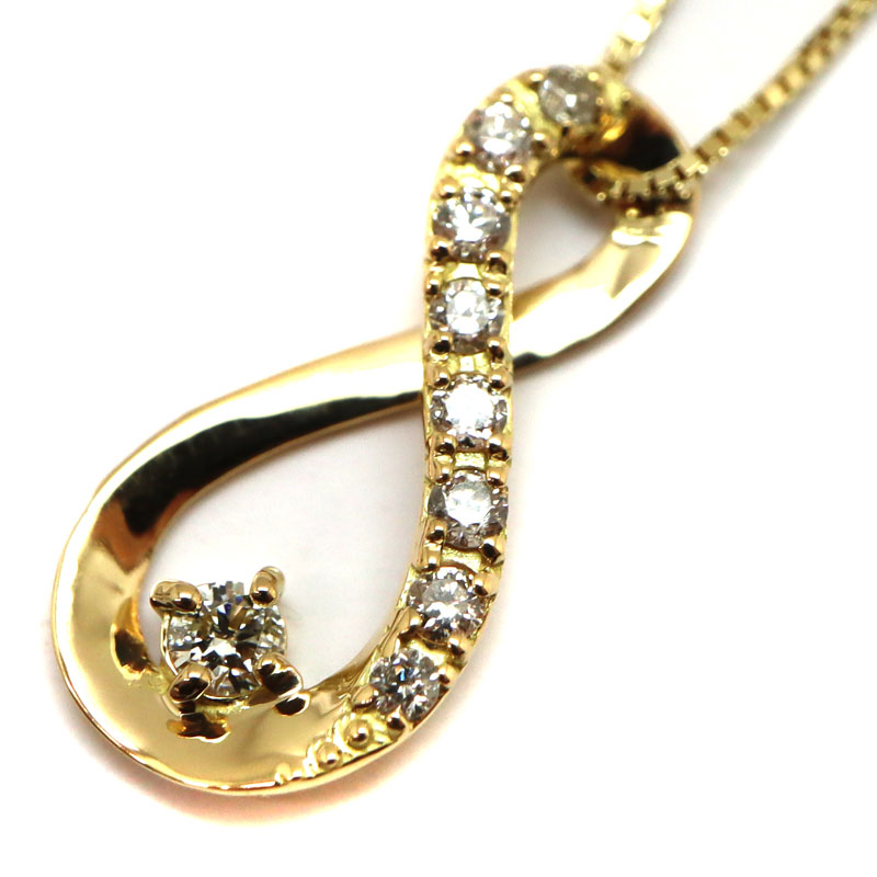 質屋かんてい局オンラインショップ / K18【18金】 D0.10ctネックレス 金 ゴールド ダイヤモンド 約46cm 1.4g ジュエリー 宝石 レディース【中古】新品仕上げ済み USED ...