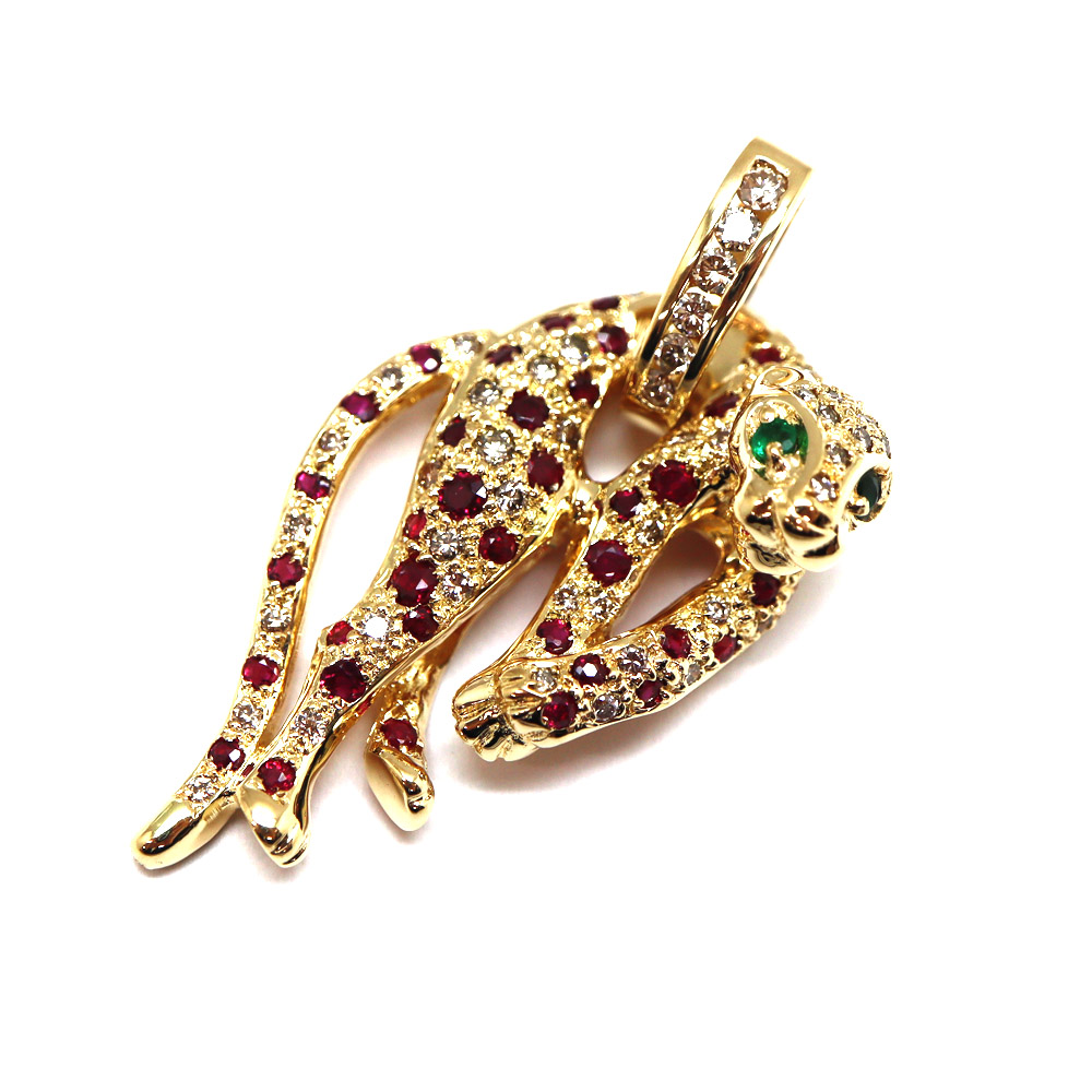 質屋かんてい局オンラインショップ / 18金 E0.10/R1.64/D0.98ct ペンダントトップ エメラルド ルビー ダイヤモンド【中古】