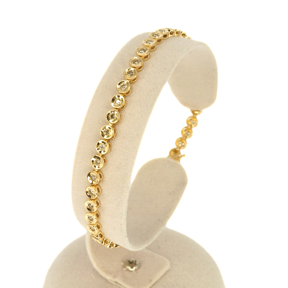 質屋かんてい局オンラインショップ / K18【18金】D1.00ct テニスブレスレット ジュエリー アクセサリー 約18cm メンズ レディース ユニセックス ダイヤモンド YELLOW ...
