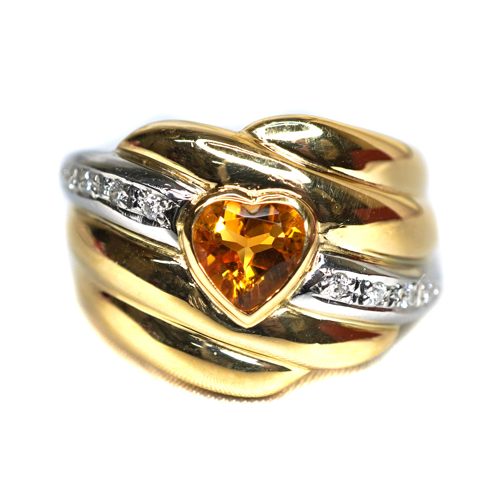 質屋かんてい局オンラインショップ / K18 Pt900 リング プラチナ ゴールド シトリン