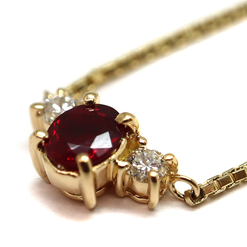 質屋かんてい局オンラインショップ / K18 R0.47/D0.10ctネックレス 18金 ゴールド ルビー ダイヤモンド【中古】