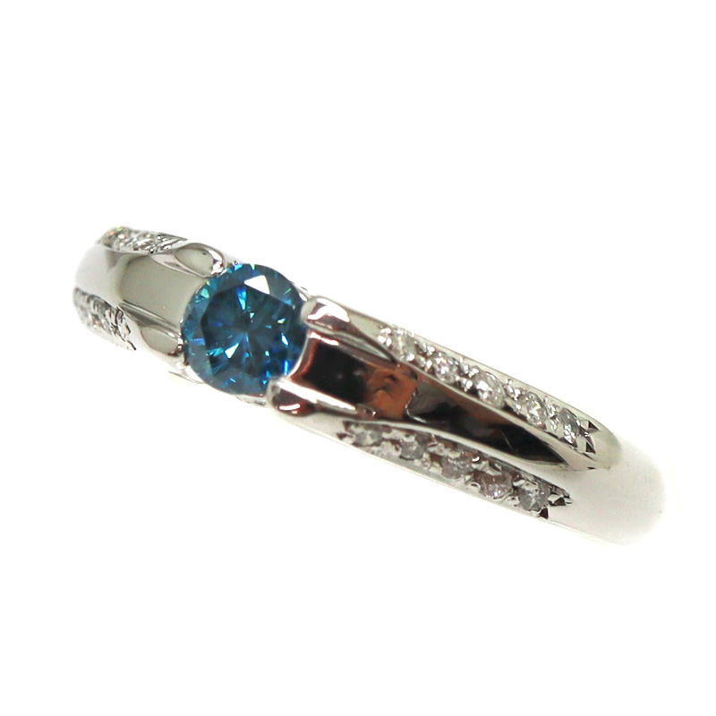質屋かんてい局オンラインショップ / 茜部店 Pt900 BD0.31/D0.18ctリング 指輪 プラチナ ブルーダイヤモンド ダイヤモンド ...