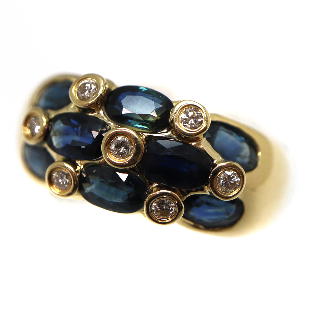 質屋かんてい局オンラインショップ / 18金 K18 S2.54/D0.11ctリング 指輪 ブルーサファイア ダイヤモンド ジュエリー 【中古】