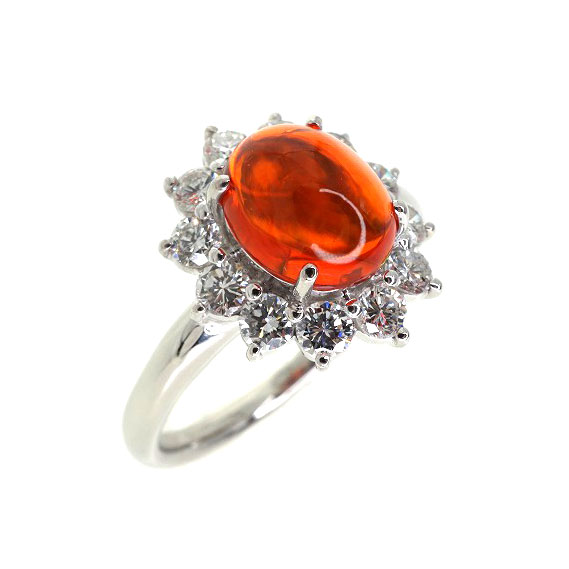 質屋かんてい局オンラインショップ / Pt900 FO1.90ct D0.88ct ファイアオパール ダイヤモンド リング 【中古】