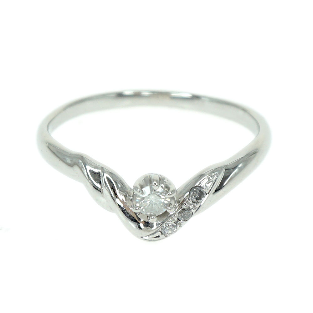 質屋かんてい局オンラインショップ / K18WG 18金ホワイトゴールド ダイヤモンドリング D:0.11ct【中古】
