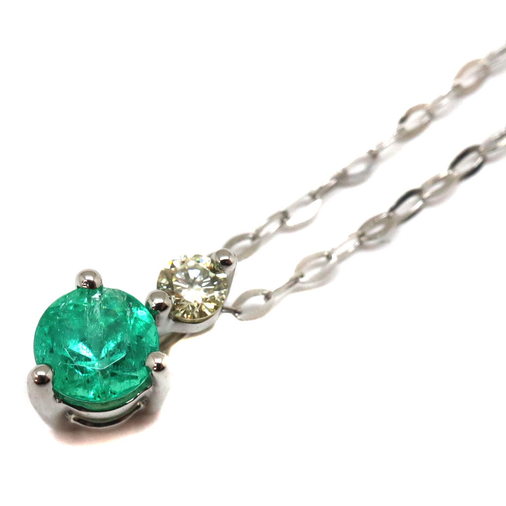 質屋かんてい局オンラインショップ / プラチナ950 Pt950 E0.20ct D0.05ct エメラルド ダイヤモンド ネックレス ...