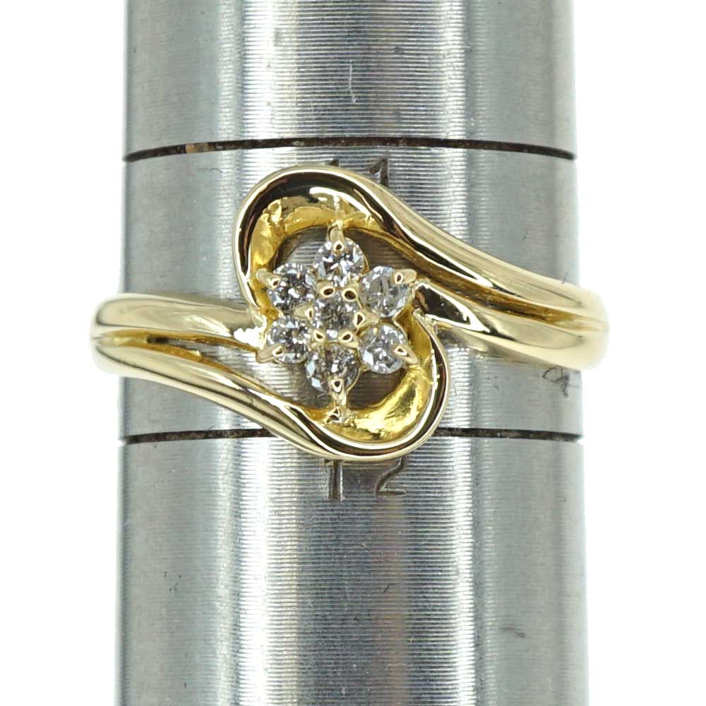質屋かんてい局オンラインショップ / K18 18金 YG ダイヤモンドリング D0.14ct フラワー指輪【中古】