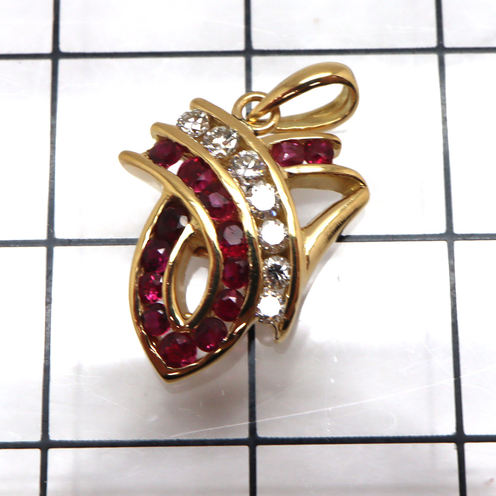 質屋かんてい局オンラインショップ / 18金 K18 R0.34/D0.16ctペンダントトップ ジュエリー ルビー ダイヤモンド【中古】