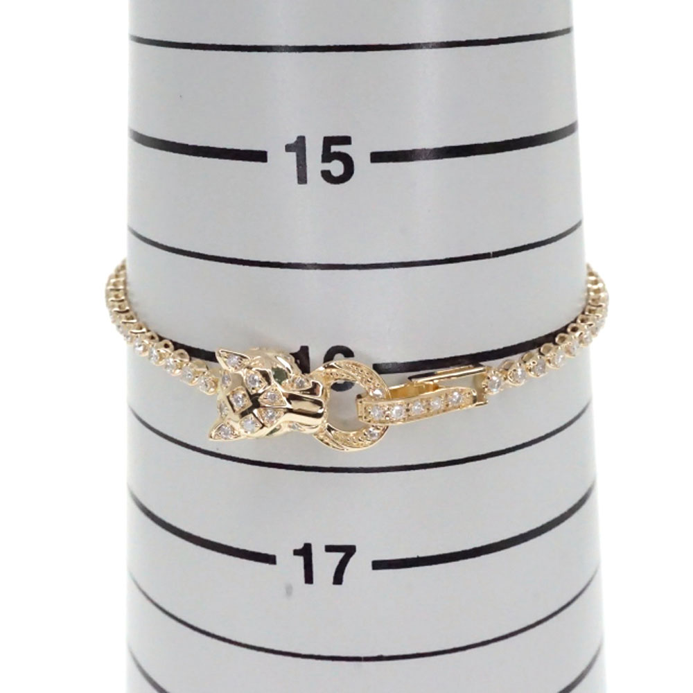 質屋かんてい局オンラインショップ / K18 ヒョウモチーフブレスレット ゴールド 18金 D1.00ct ダイヤモンド GG0.04ct グリーンガーネット 5.4g レディース ...