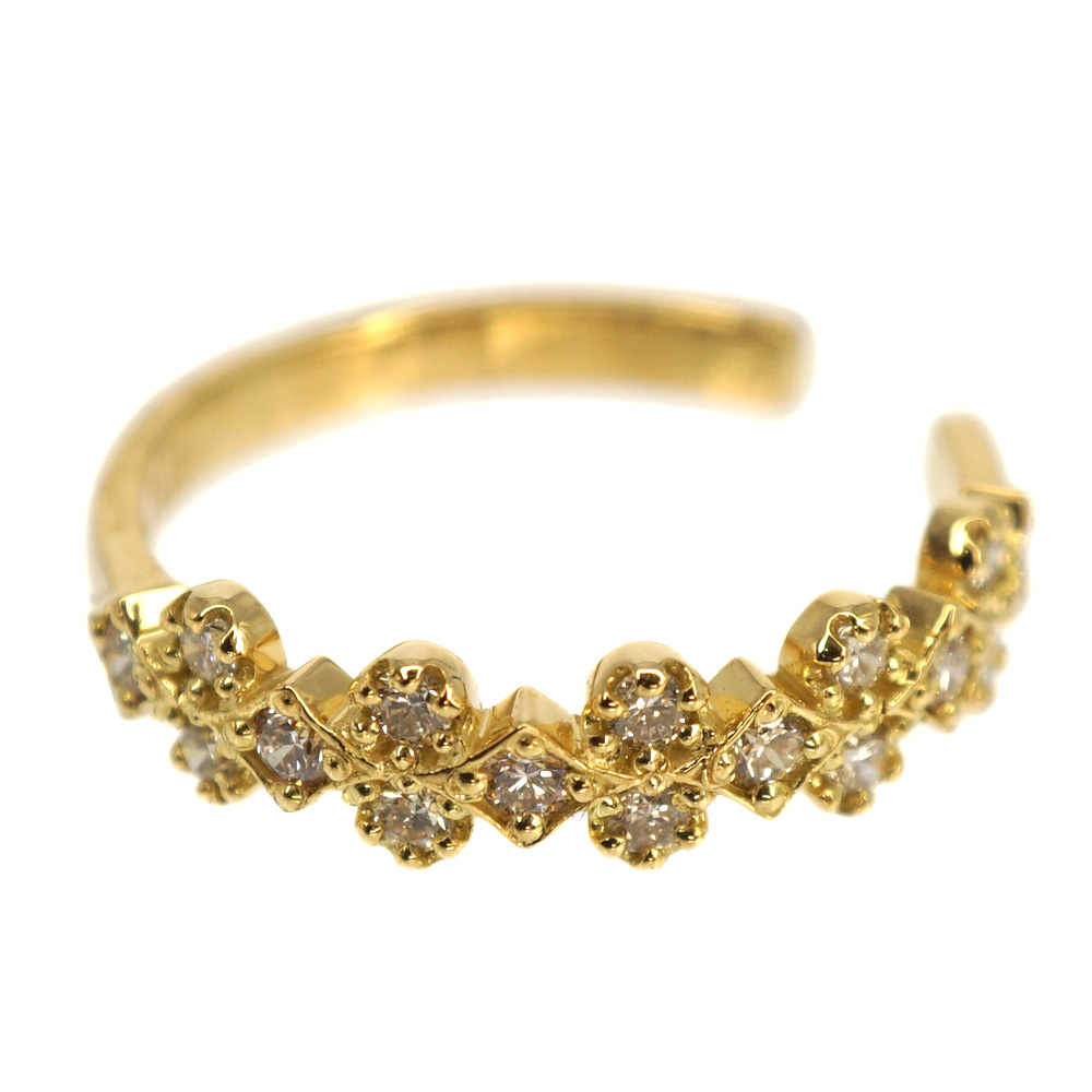 質屋かんてい局オンラインショップ / K18【18金】ダイヤ0.16ct付きイヤーカフ 耳飾り イエローゴールド ダイヤモンド 宝石 ジュエリー アクセサリー レディース シンプル【中古】未 ...