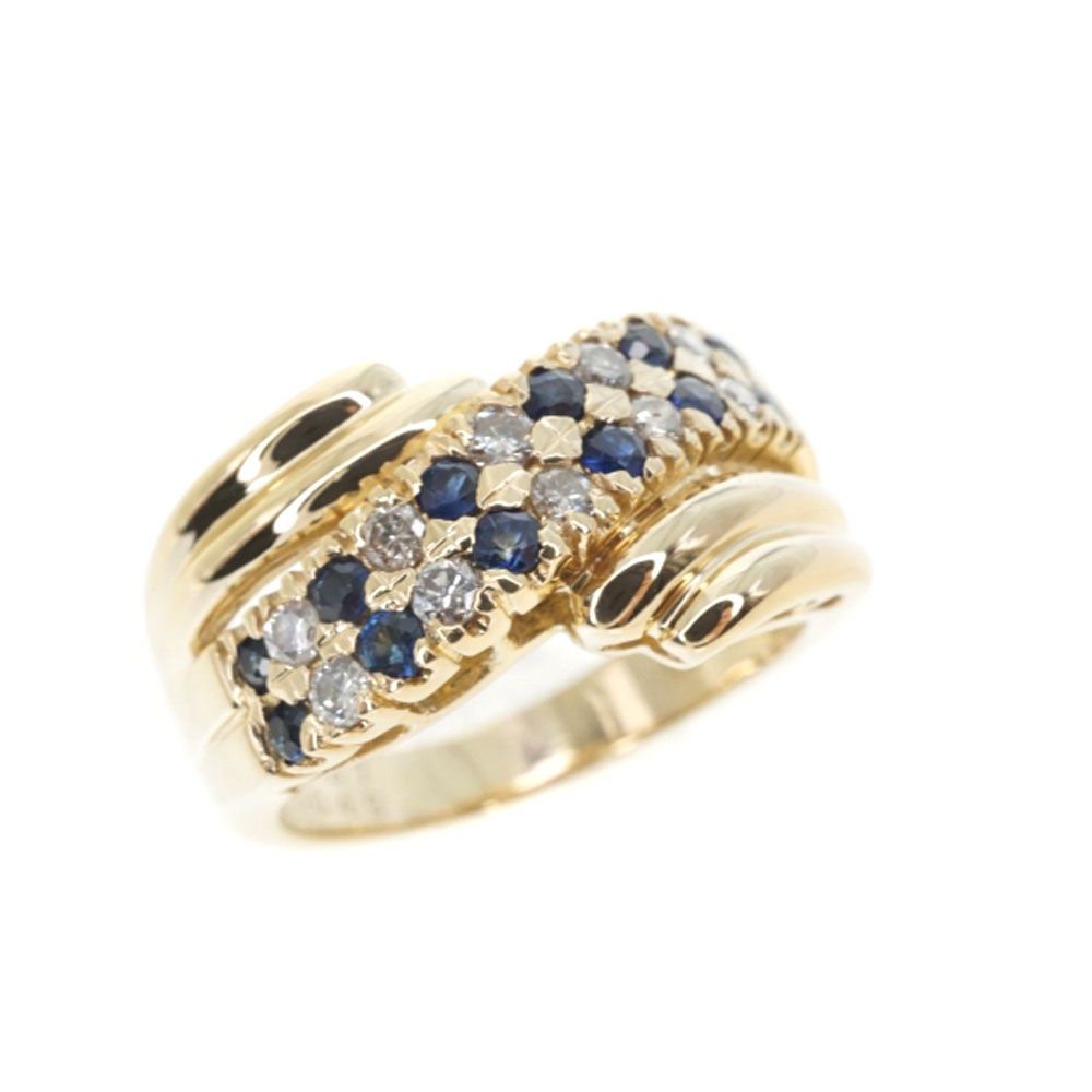 質屋かんてい局オンラインショップ / K18 サファイヤ付きリング ゴールド K18 18金 S0.49ct サファイヤ D0.27ct ダイヤモンド 約13号 8.7g レディ―ス ...