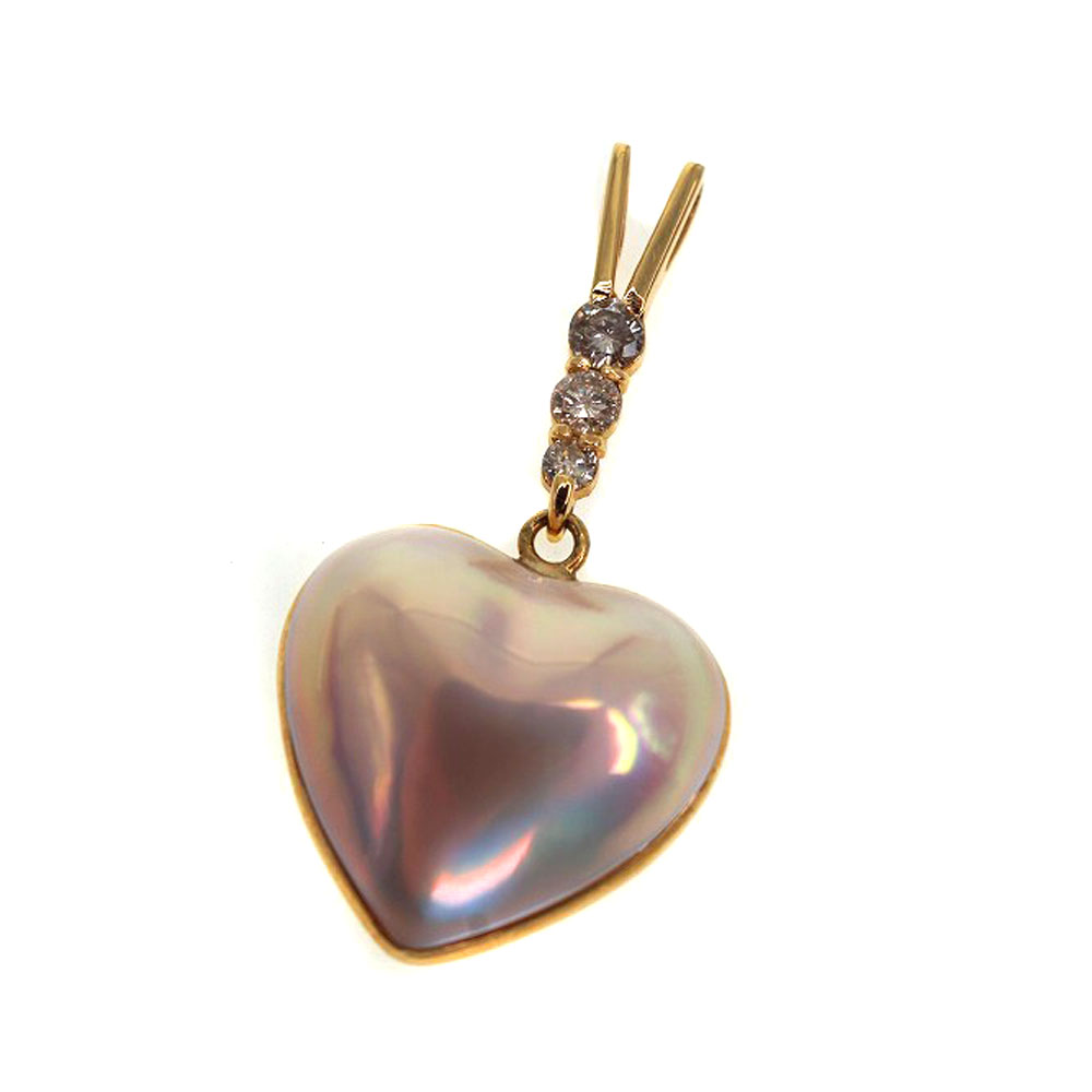 質屋かんてい局オンラインショップ / K18 パール付ハートトップ 金 D0.20ct ダイヤモンド パール ハート型 アクセサリー ...