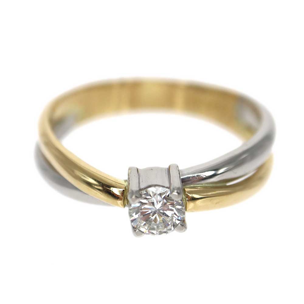 質屋かんてい局オンラインショップ / K18/Pt900 18金 プラチナ900 デザインリング ダイヤモンド 0.26ct 指輪 約11.5号【中古】