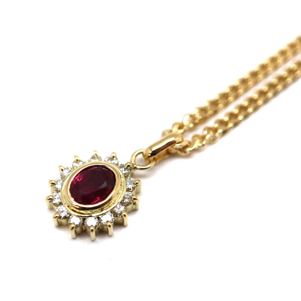 質屋かんてい局オンラインショップ / K18【18金】 R0.57/D0.20ctネックレス ルビー ダイヤモンド ジュエリー 宝石 約36cm 8.1g レディース 【中古】新品仕上げ済み ...