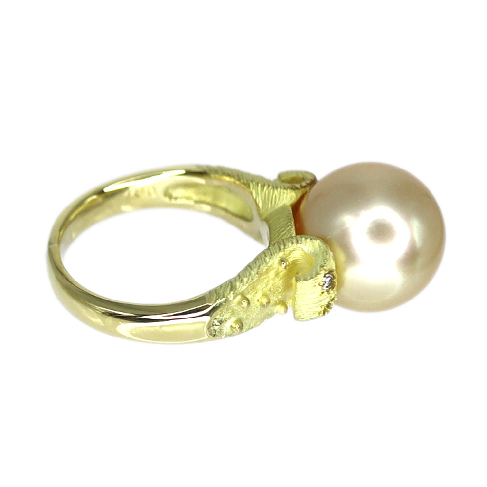 質屋かんてい局オンラインショップ / K18 18金 YG パール ダイヤモンド リング D0.07ct 指輪 約9号【中古】