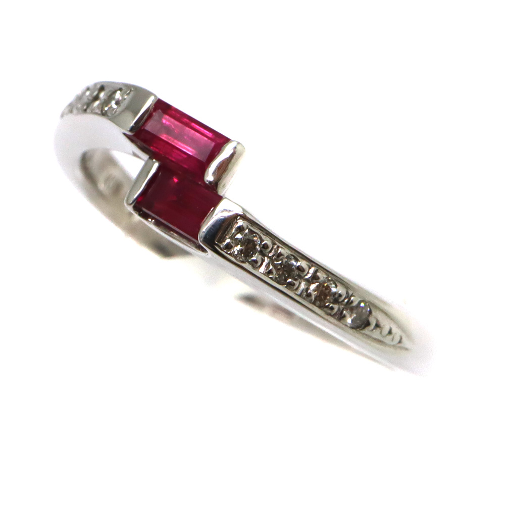 質屋かんてい局オンラインショップ / 18金ホワイトゴールド K18WG R0.29/D0.06ctリング 指輪 ダイヤモンド ルビー 【中古】