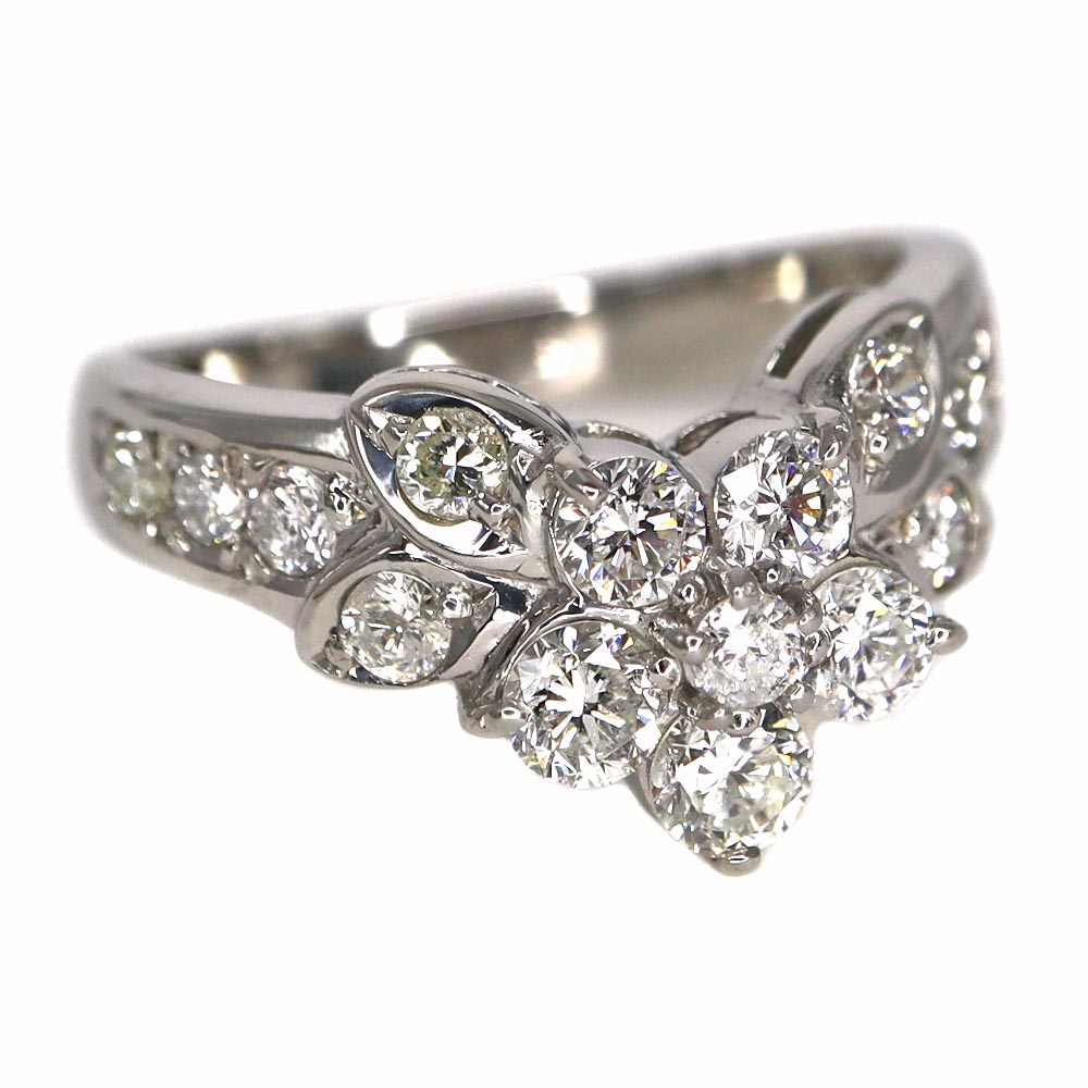 質屋かんてい局オンラインショップ / プラチナ900 Pt900 ダイヤモンド1.00ctリング 指輪 約11号 約5.0g フラワーモチーフ シルバーカラー【中古】