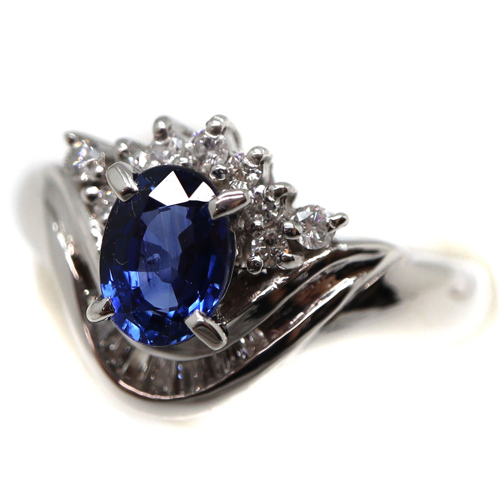 質屋かんてい局オンラインショップ / プラチナ900 Pt900 S0.81/D0.19ct サファイア/ダイヤモンドリング 指輪 【中古】