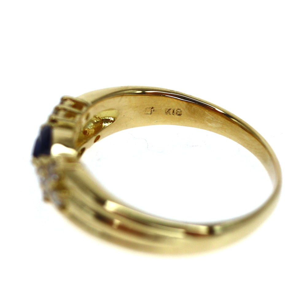 質屋かんてい局オンラインショップ / K18 18金 S0.45/D0.24ct リング ダイヤモンド サファイア イエローゴールド 5.5g 16.5号 指輪 【中古】