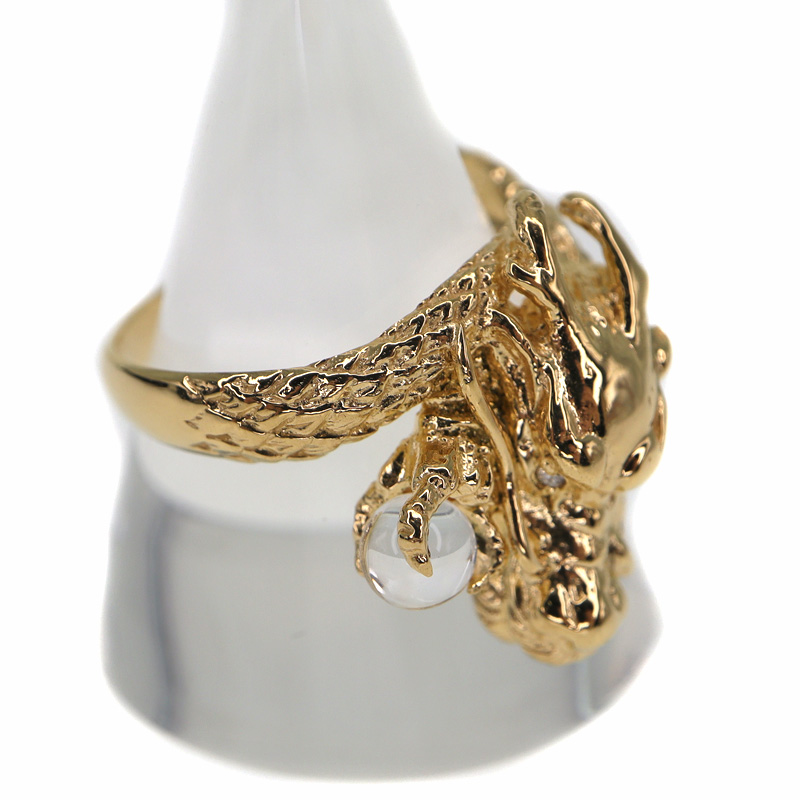 質屋かんてい局オンラインショップ / K18 18金 D0.01ct 指輪 龍 ロック･クリスタル クォーツ リング ジュエリー【中古】