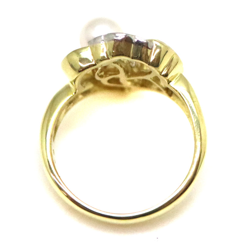 質屋かんてい局オンラインショップ / K18/Pt900【18金/プラチナ900】 パール/D0.04ctリング 指輪 金 ゴールド プラチナ ダイヤモンド パール 約11号 6.4g ...