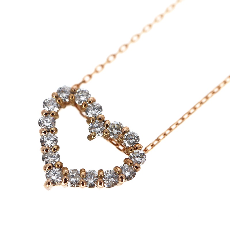 質屋かんてい局オンラインショップ / 18金 ピンクゴールド K18PG D0.20ct ネックレス ダイヤモンド 最大約40cm 1.4g【中古】