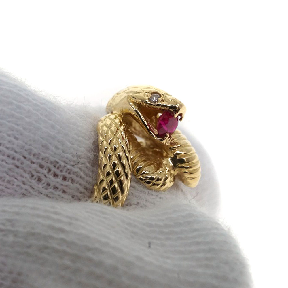 質屋かんてい局オンラインショップ / K18 ルビー付きスネークリング 指輪 金 ゴールド R0.10ct ルビー D0.02ct ...